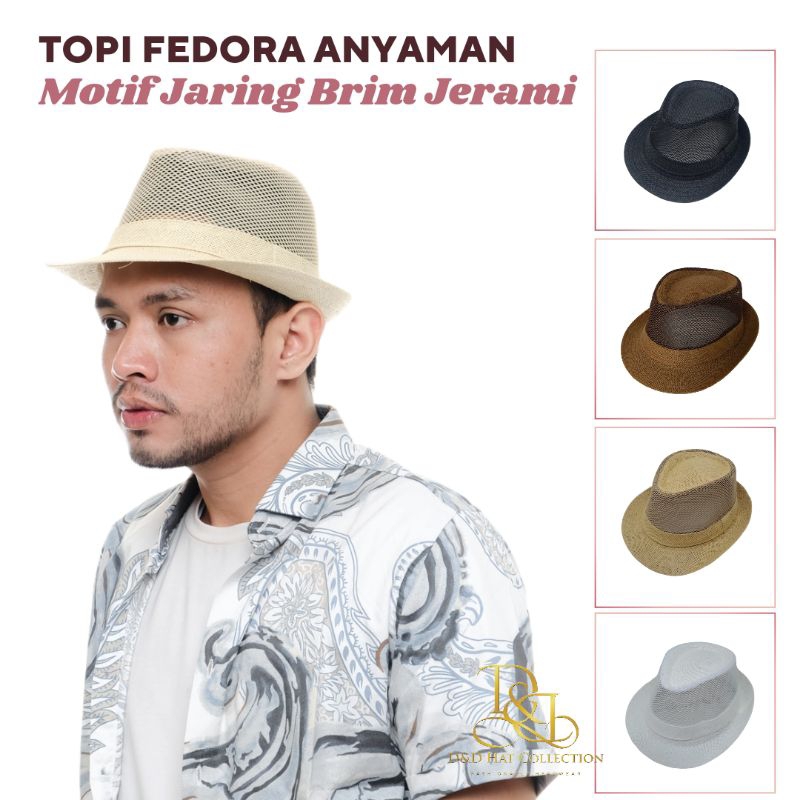 Jual Topi Fedora Import Anyaman Bahan Jaring Brim Jerami | Shopee Indonesia