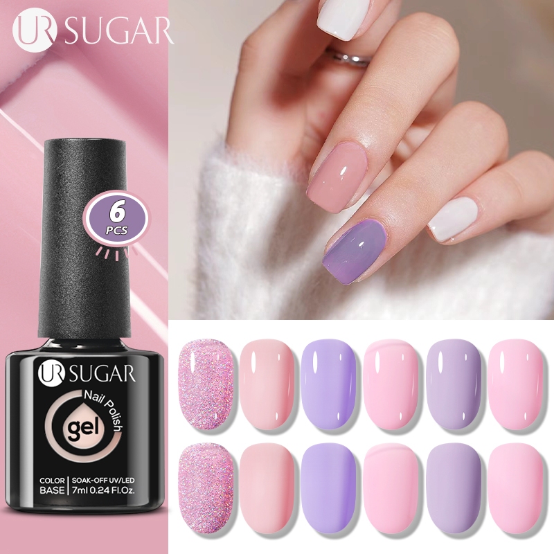 Jual UR SUGAR Gel Nail Polish Set 6 Colors Macaron Kuku Gel Set Kutek ...