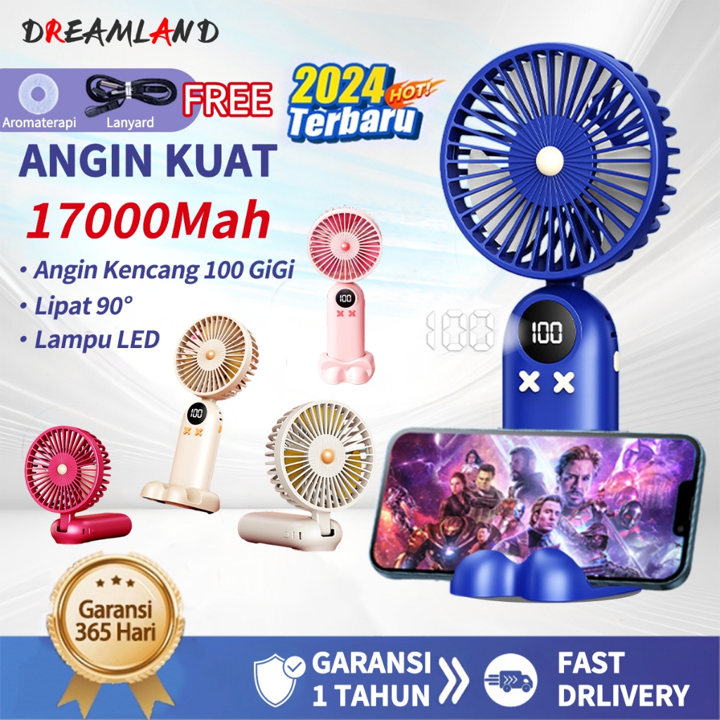 Jual Battery Rechargeable Fan Kipas Angin Mini Portable Usb 17000 mAh ...
