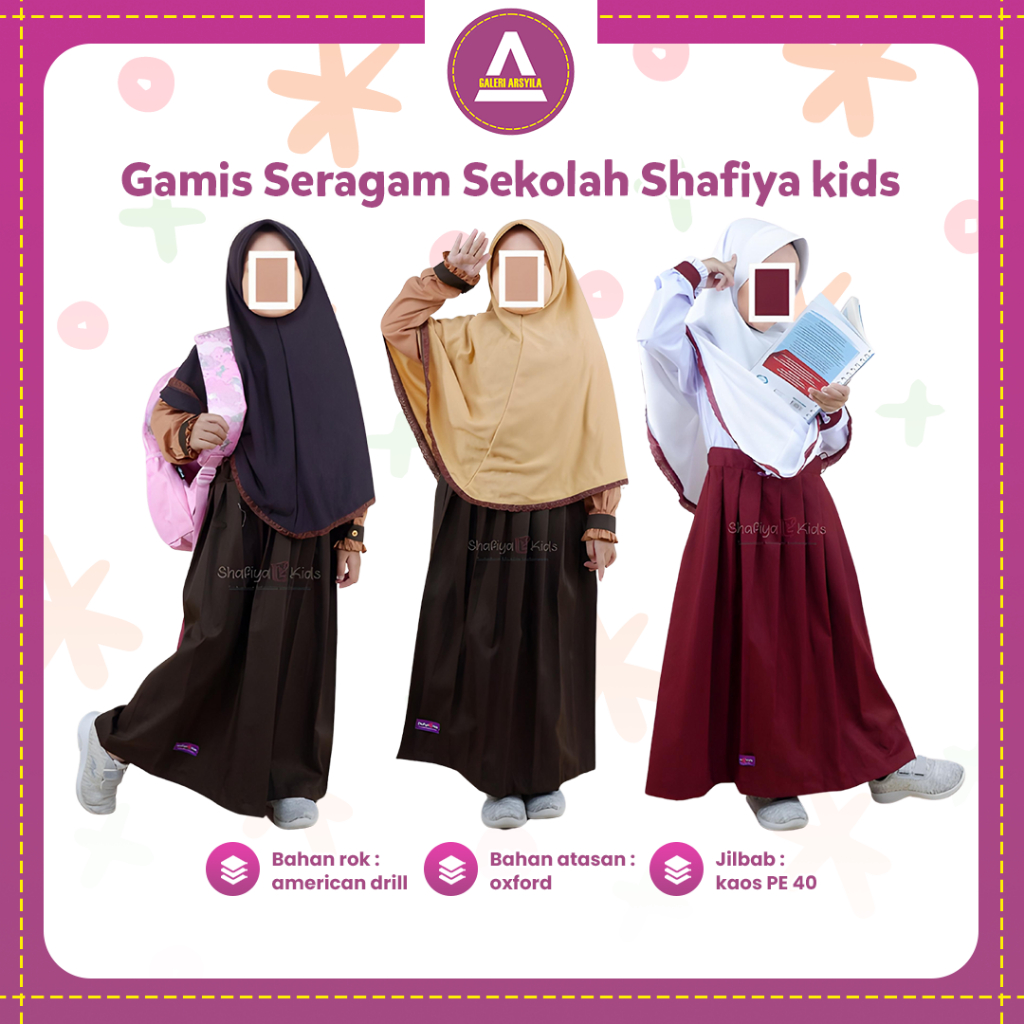 Jual Gamis Seragam Merah Putih (GSM) Pramuka (GSP) Hijau Putih MI (GMI) Shafiya Kids Bahan ...