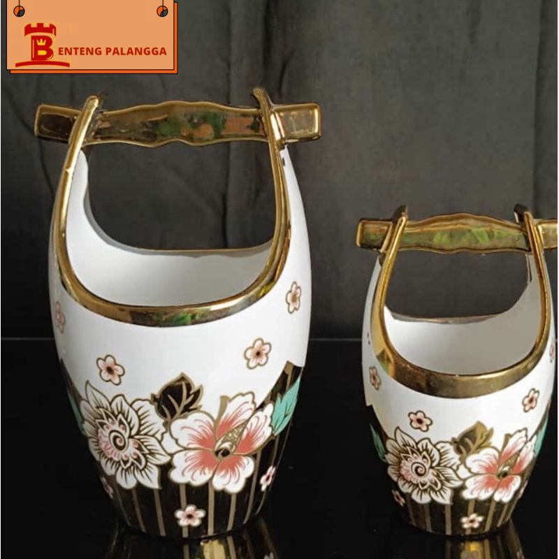 Jual Tempat Sendok Keramik Orchid Emas Besar dan Kecil/Tempat Sendok ...