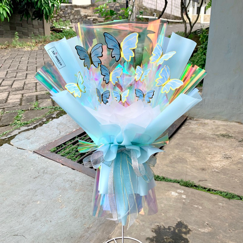 Jual Bouquet Butterfly Led Hologram l buket kupu-kupu lampu led hadiah ...