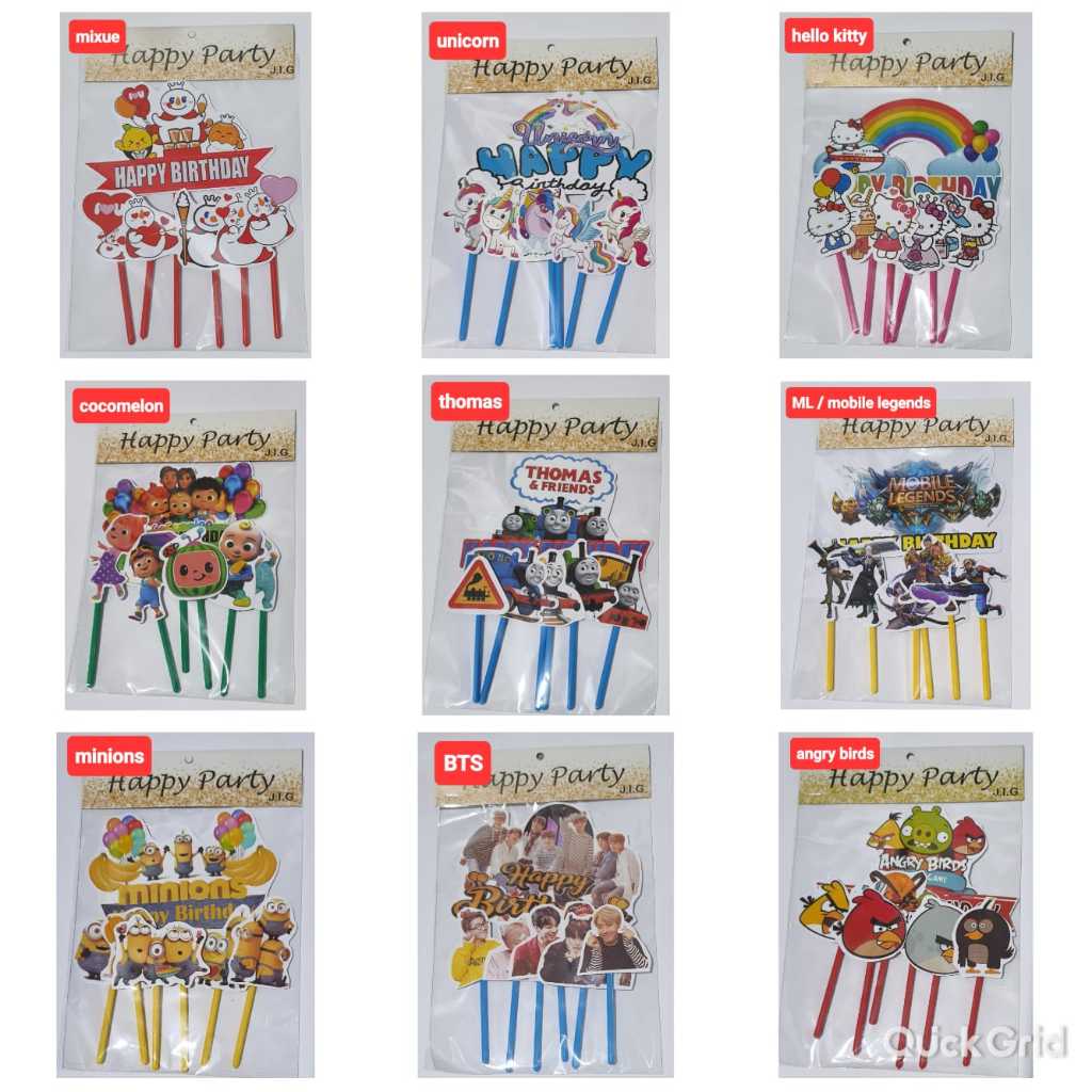 Jual TOPPER ULANG TAHUN KARAKTER KERTAS | Shopee Indonesia