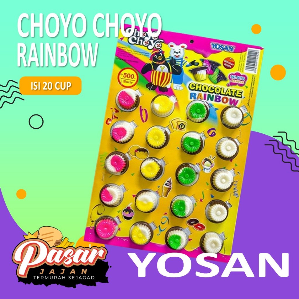 Jual Yosan Choyo Choyo Coklat Rainbow Pasta Jadul per lembar isi 20 cup ...