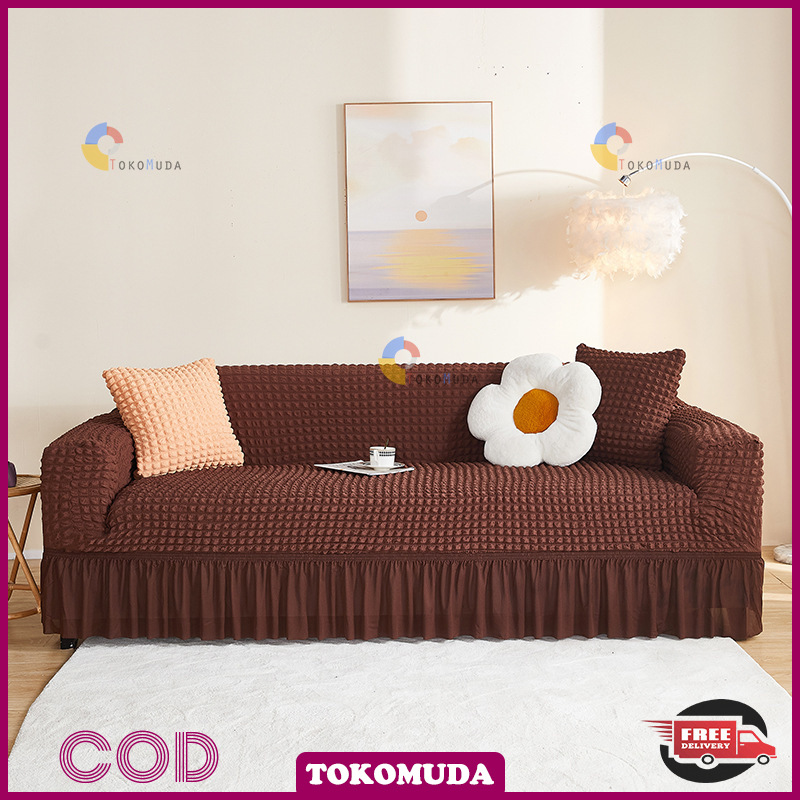 Jual TOKOMUDA COD Cover Sofa Sarung Sofa Elastic Sofa Cover With Skirt Stretch / Sarung Alas ...