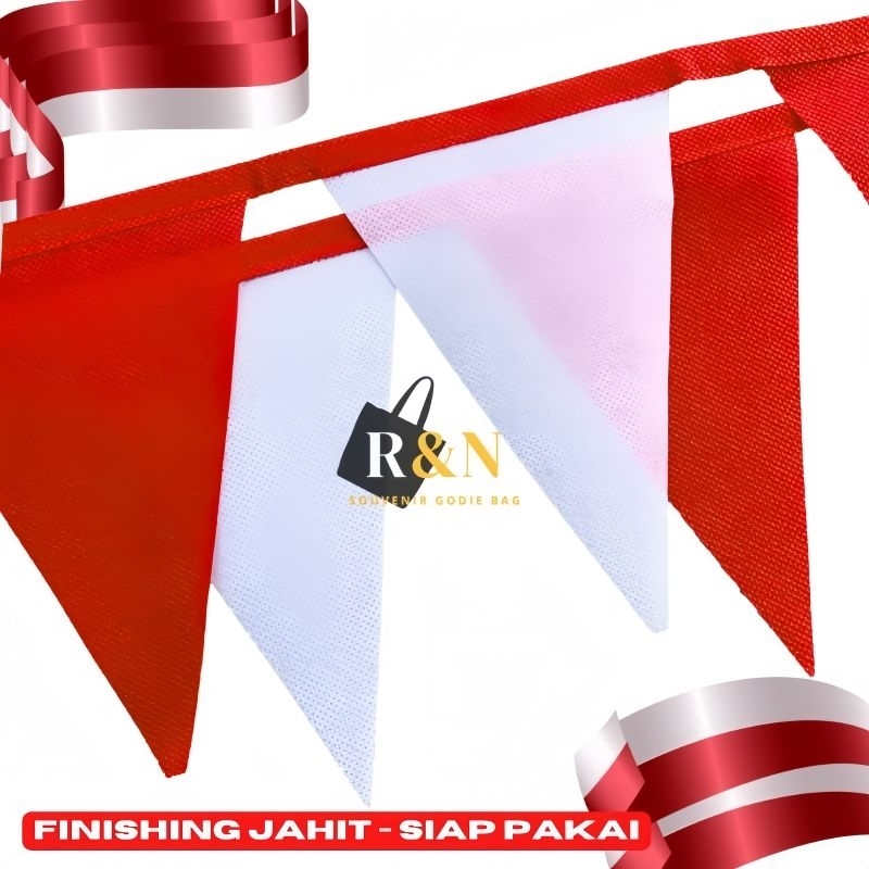 Jual ISI 40 Bendera / Banner Merah Putih SEGITIGA Warna / Hut RI / Kemerdekaan/ Dirgahayu /Umbul ...