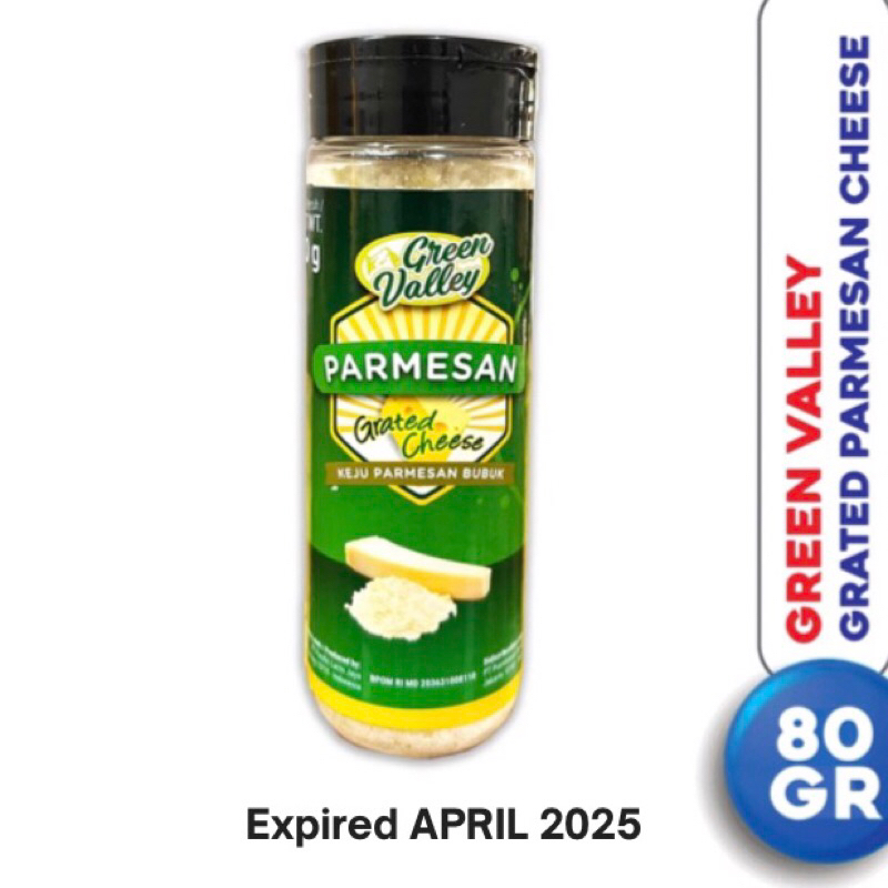 Jual Green Valley Grated Parmesan Cheese 80 gr - Keju Parmesan Bubuk ...