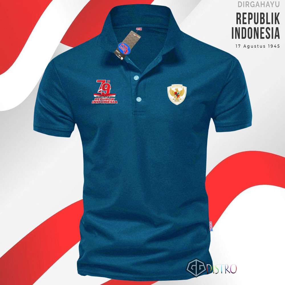 Jual T-SHIRT POLO - Kaos Polo Kerah Lengan Pendek Kemerdekaan Garuda New HUT-RI KE 79 - 03 Tahun ...