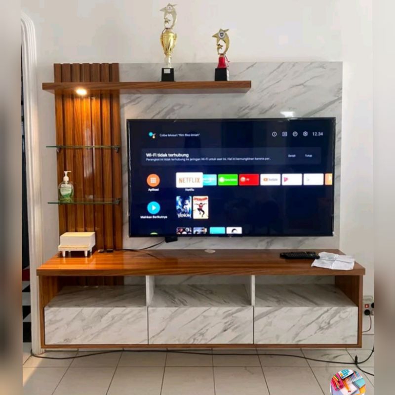Jual Meja Tv Gantung Buffet Tv Rak Tv Backdrop Minimalis HPL | Shopee ...