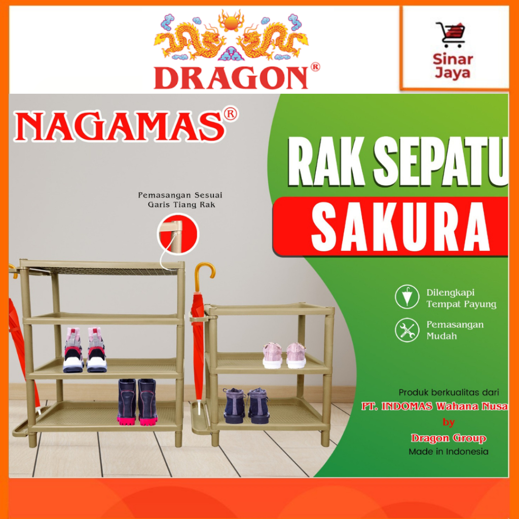 Jual DRAGON Sakura Rak Sepatu Plastik Besar & Kecil Susun 3, 4 (Kuat ...