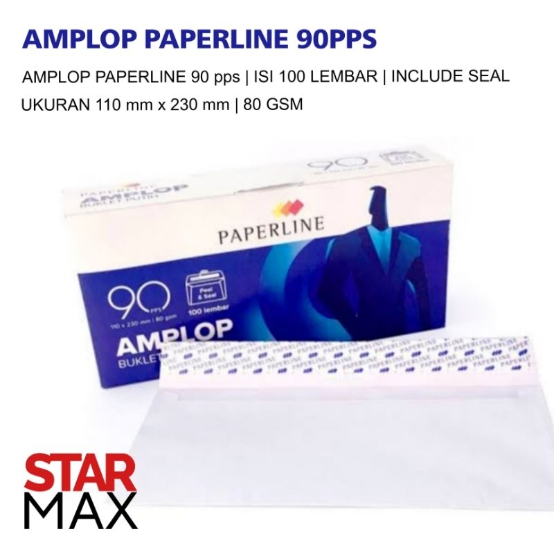 Jual Amplop Putih Paperline 90 pps + Seal tebal 80gsm | per pack (100 ...