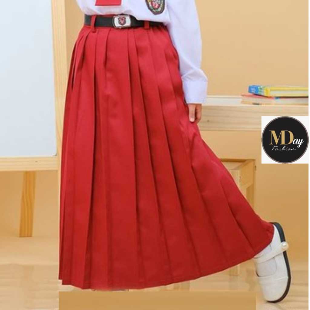 Jual TYAS SERAGAM SEKOLAH ROK RAMPLE PANJANG SD MI SMP MTS BIRU MERAH ...