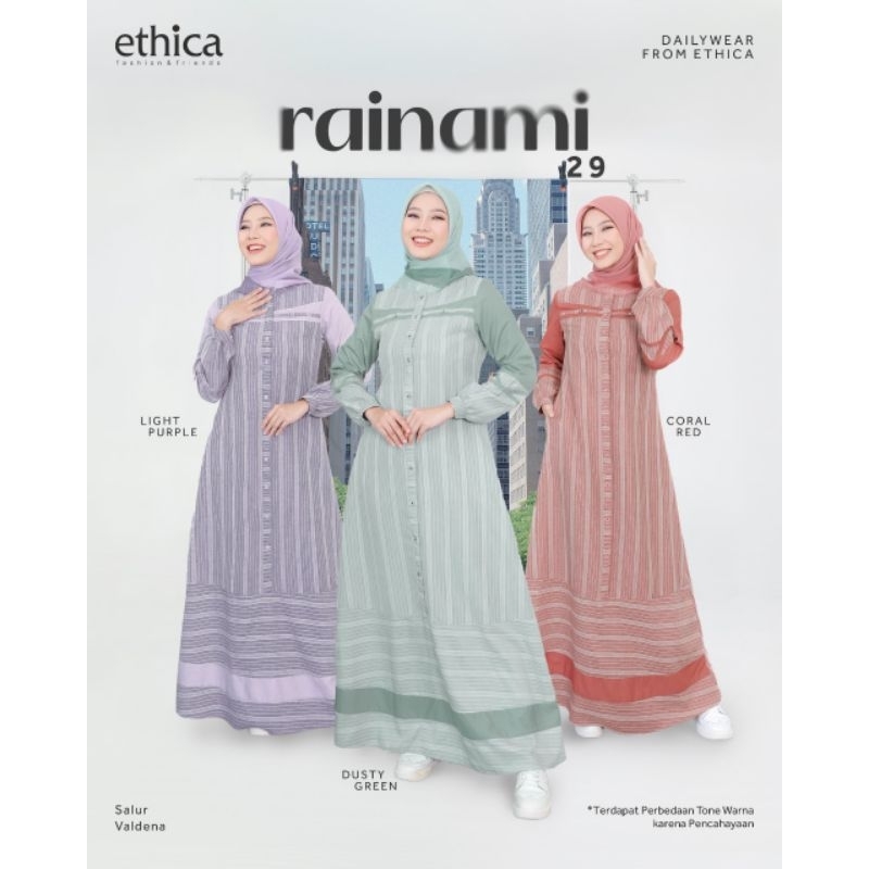Jual GAMIS ETHICA RAINAMI 29 LIGHT PURPLE, DUSTY GREEN, CORAL RED ORI ...