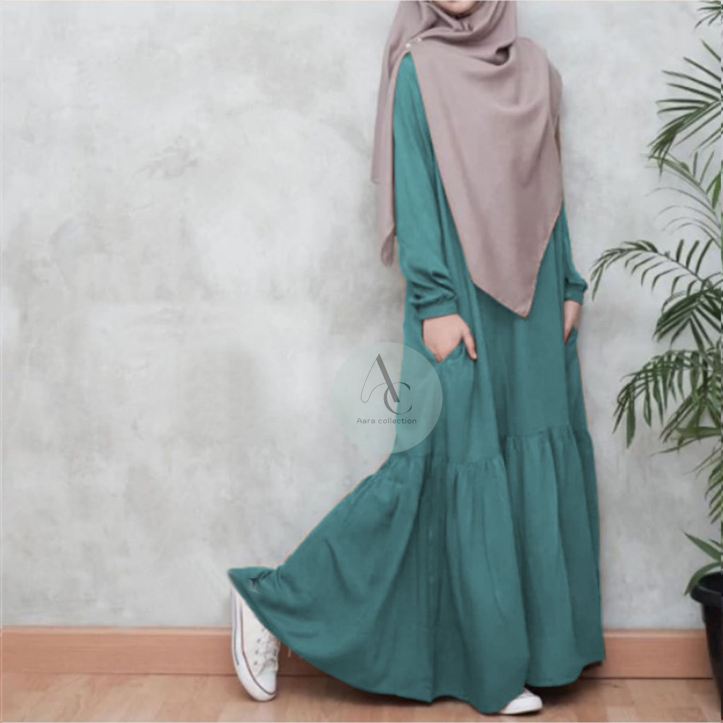 Jual (BISA COD) GAMIS WANITA MUSLIM KEKINIAN BASIC ABAYA POLOS LENGAN ...