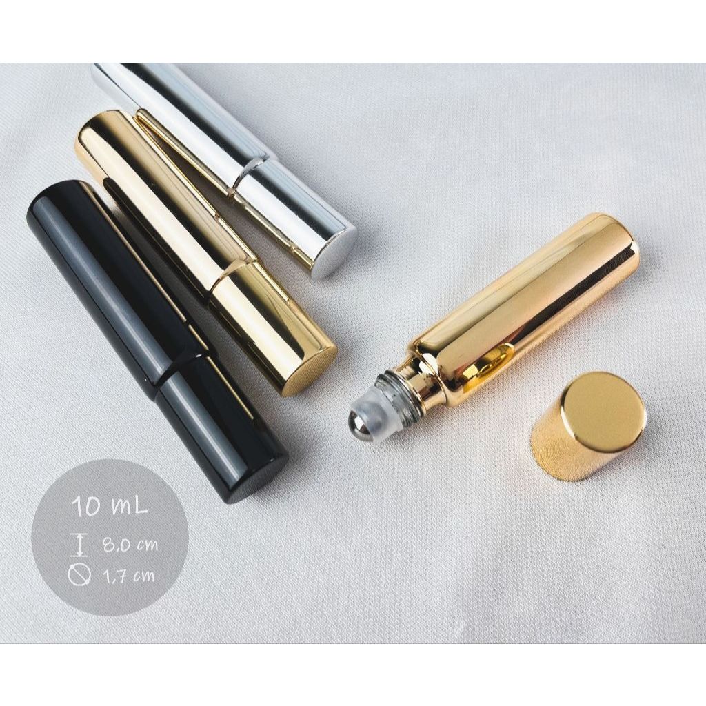 Jual Botol Roll On 10ml Kaca Metalik - Roller Ball Besi Essential Oil ...