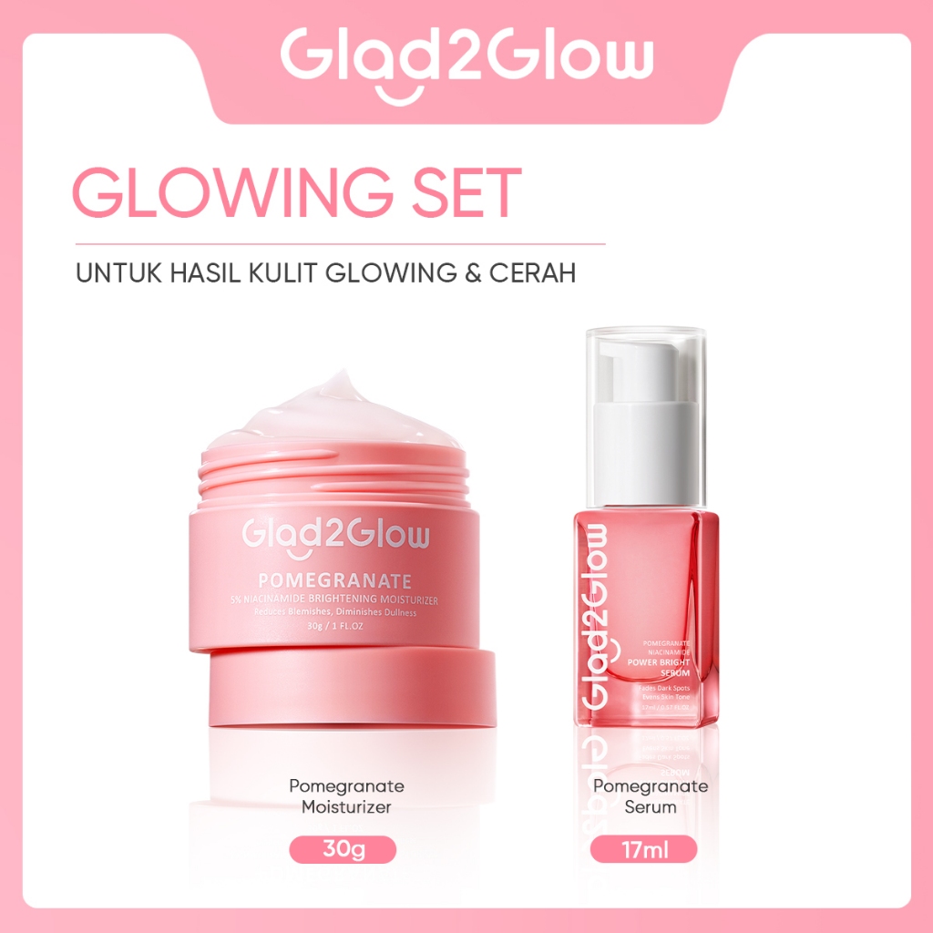Jual Glad2Glow 2pcs Skincare Paket Moisturizer + Serum - Brightening ...