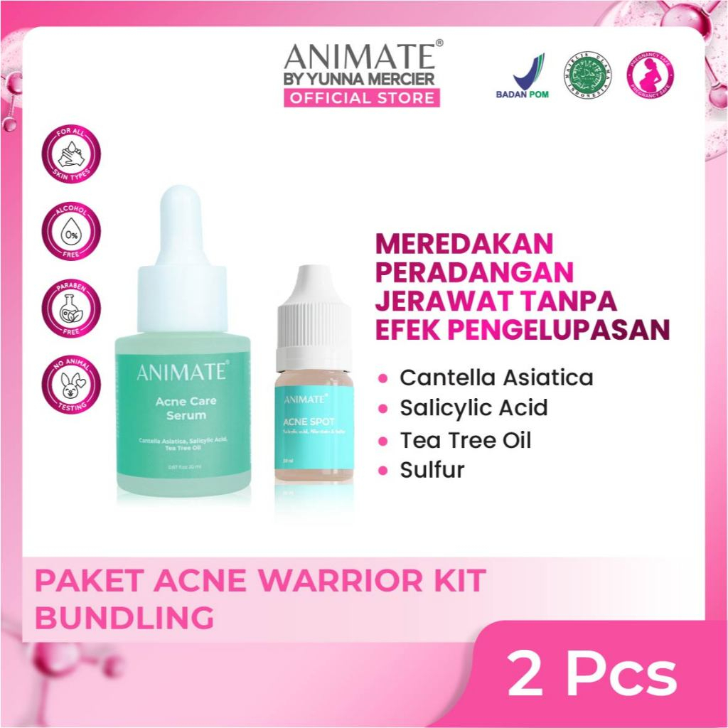 Jual Paket Animate Acne Warrior Kit Bundling (Acne Care Serum + Acne ...