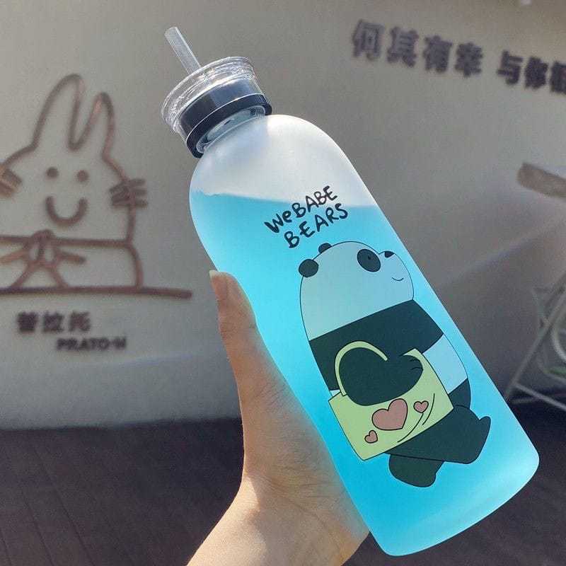 Jual Botol Minum Lucu Motif Hewan Panda Beruang Dengan Sedotan 1000ml ...