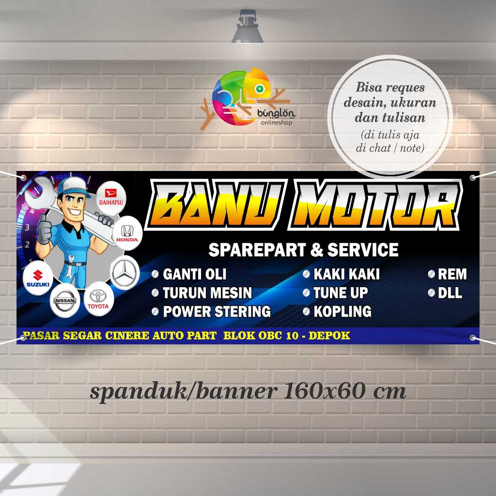 Jual Spanduk Banner Bengkel Motor Sparepart Free Custom Desain | Shopee ...