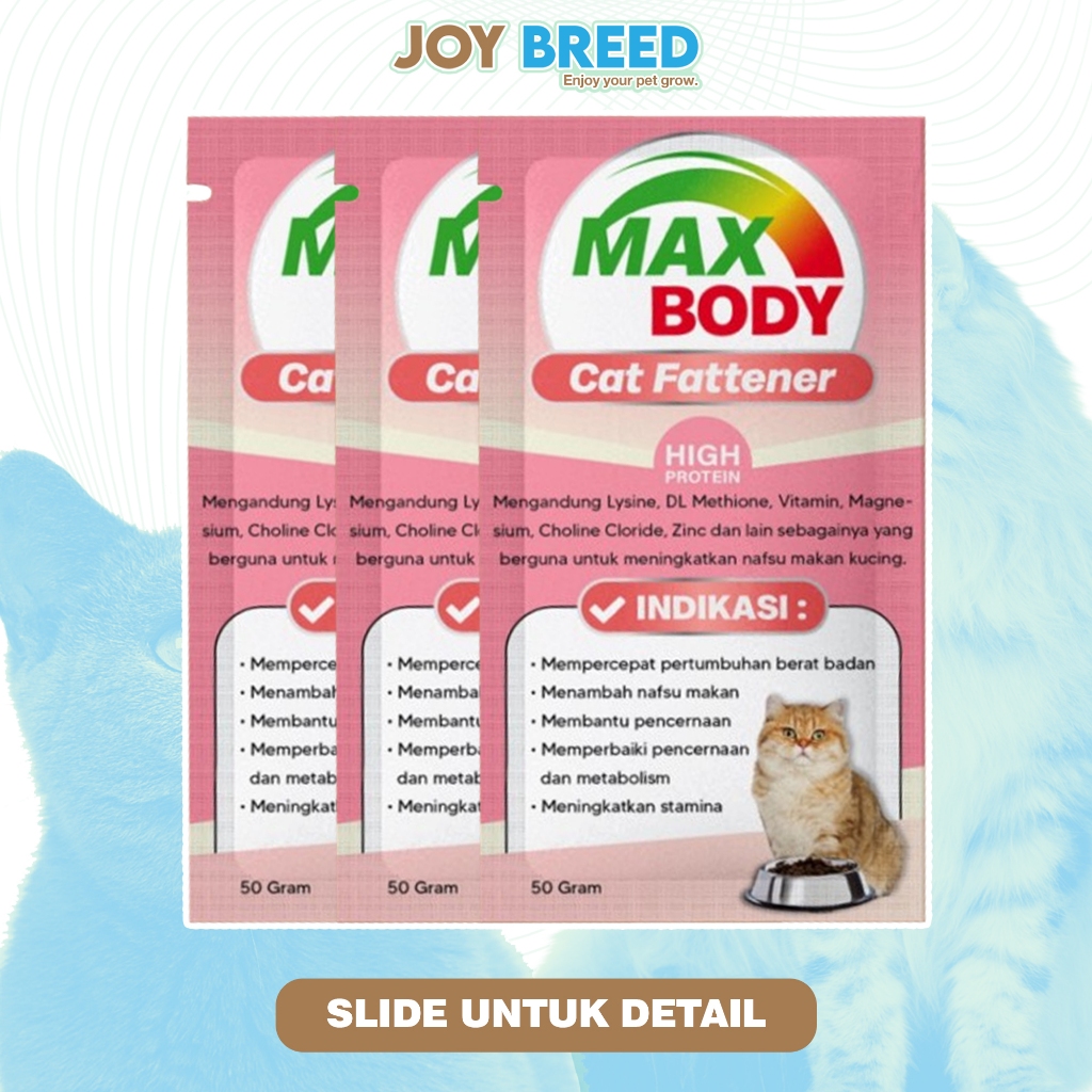 Jual PENGGEMUK KUCING MAX BODY CAT FATENER 50 GRAM VITAMIN PENGGEMUK ...
