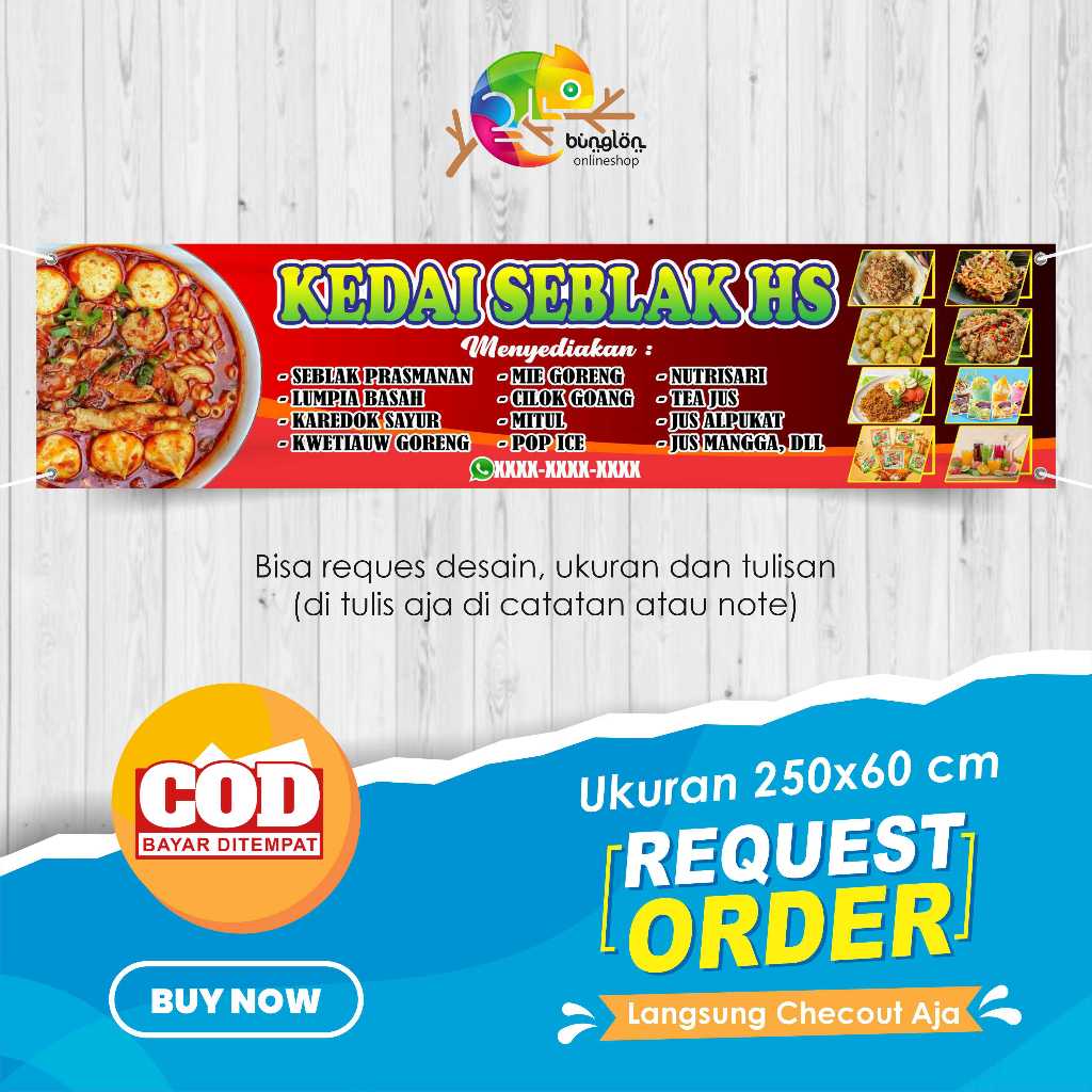 Jual Spanduk Banner Kedai Seblak Free Custom Desain | Shopee Indonesia