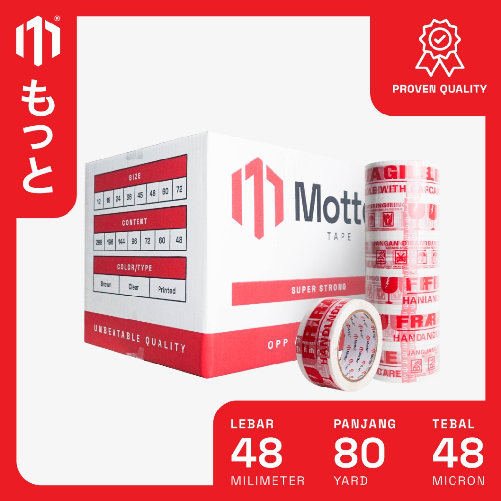 Jual Lakban Fragile 48mm x 80 Yard Putih - Dus (72 Pcs) - Motto Tape ...