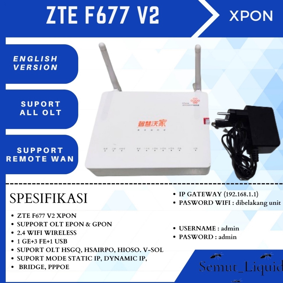 Jual KODE M6S MODEM ONU XPON ZTE F677 v2 Grade A casing kecil Plus ...