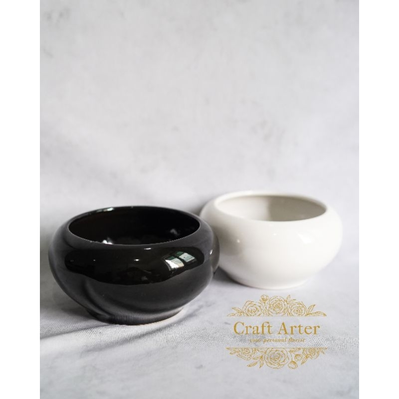 Jual Vas Bunga Aesthetic Ikebana Mangkuk Ceper Keramik kode 302 size S ...