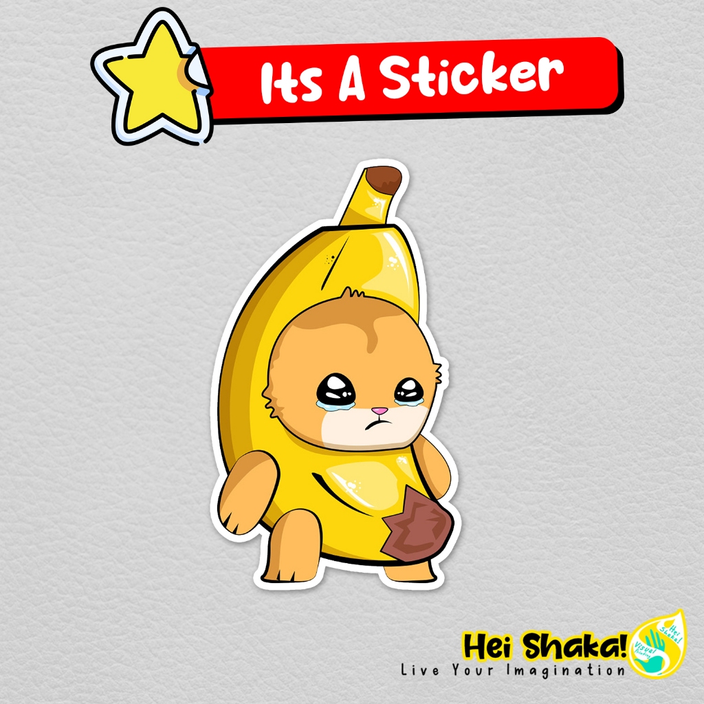 Jual Stiker Sad Banana Cat Kucing Pisang Sedih Sticker Meme Lucu Bahan ...