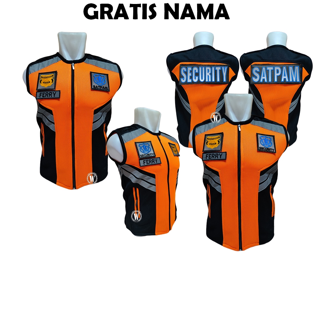 Jual Rompi Orange Hitam Jala Tebal Untuk Security Satpam | Shopee Indonesia