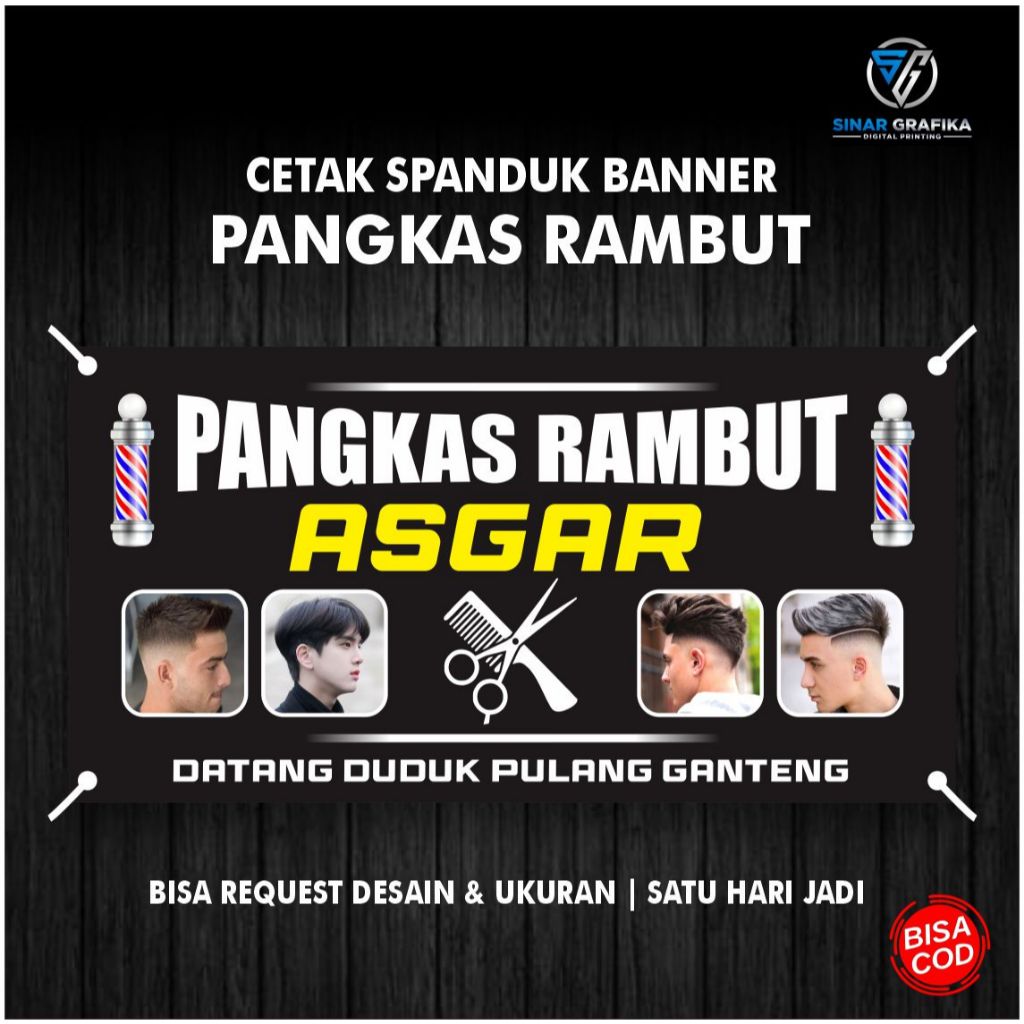 Jual Spanduk/Banner Pangkas Rambut, Desain Custom Suka-Suka | Shopee ...