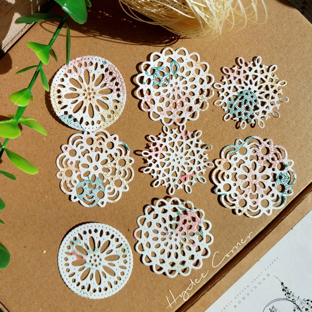 Jual 12 pcs die cut mini doilies series paper for journaling ...