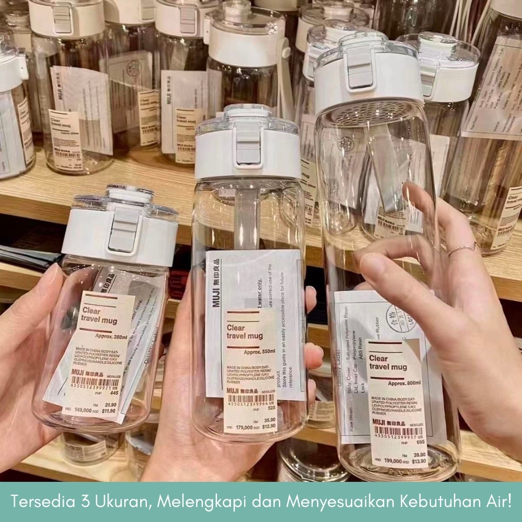 Jual Aveline Botol Minum Putih Transparan Bening Estetik Botol Air ...