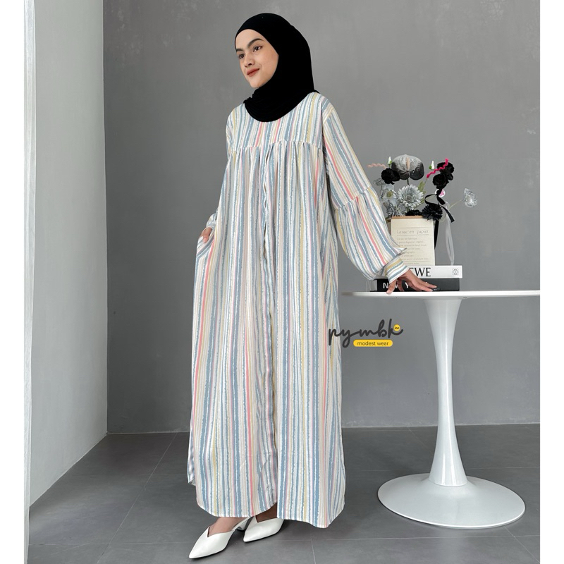 Jual GAMIS SAMARA Rayon Salur Lengan Balon | Shopee Indonesia