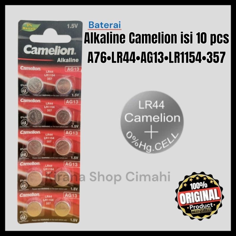 Jual CAMELION LR44 / AG13 Alkaline baterai isi 10 keping (10pcs ...