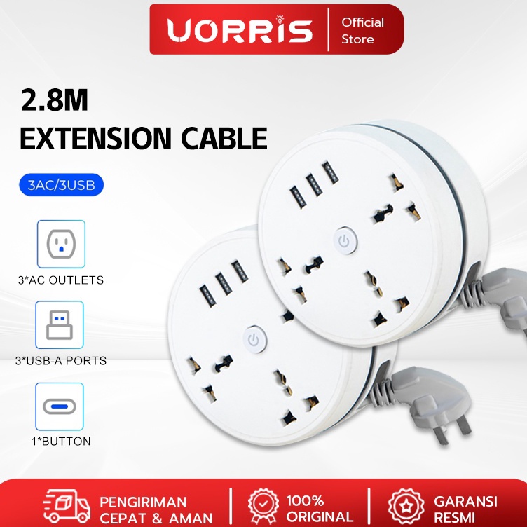 Jual Colokan Listrik USB Smart Power Strip Stop Kontak Colokan Listrik Extension Kaki 3 Slot Dan ...