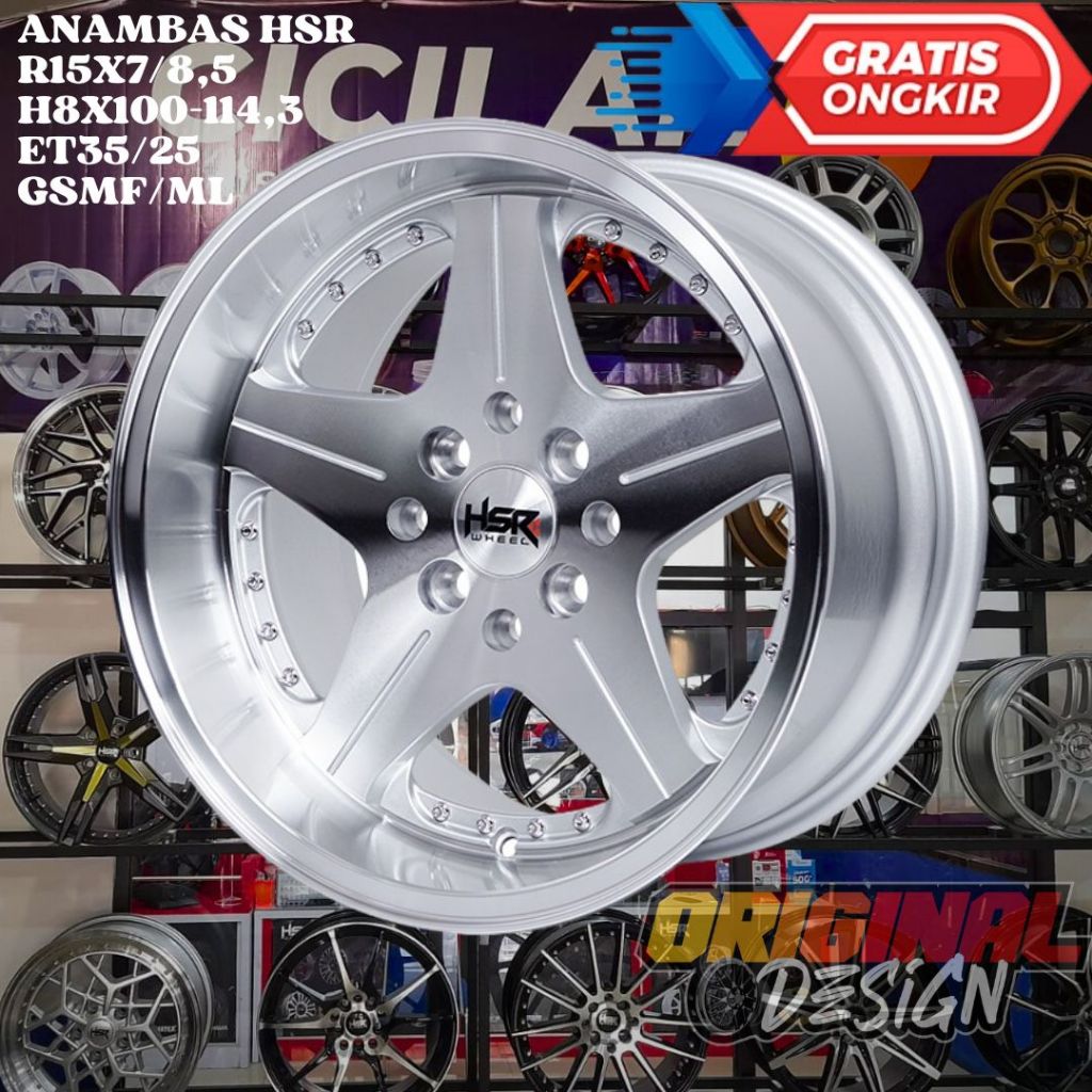 Jual Velg Mobil Ring 15 HSR ANAMBAS R15 LEBAR 7/8,5 BAUT 4 ET35/25 GSMF/ML | Shopee Indonesia