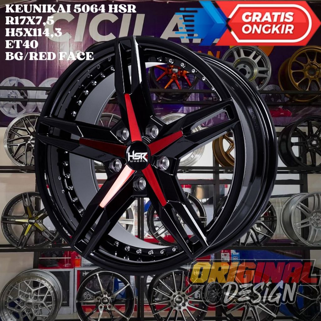 Jual Velg Mobil Ring 17 HSR KEUNIKAI R17 LEBAR 7,5 LOBANG 5 ET40 BG/RED FACE | Shopee Indonesia