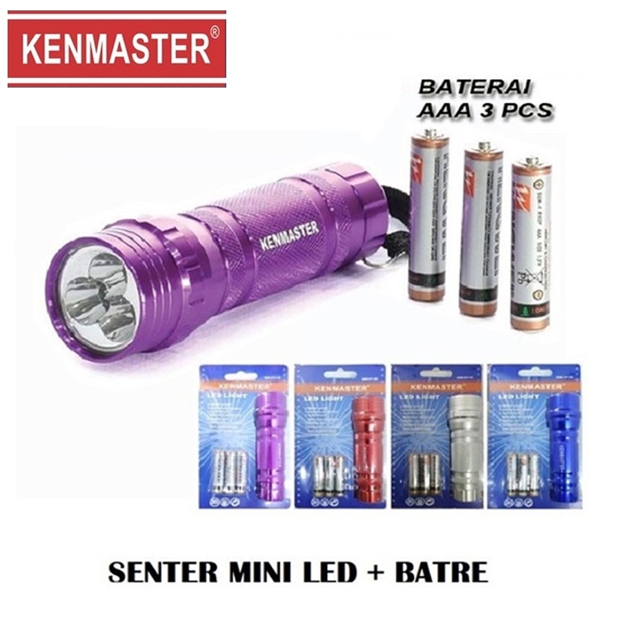 Jual Kenmaster Senter Tangan LED Mini / Senter LED Almunium + Baterai ...