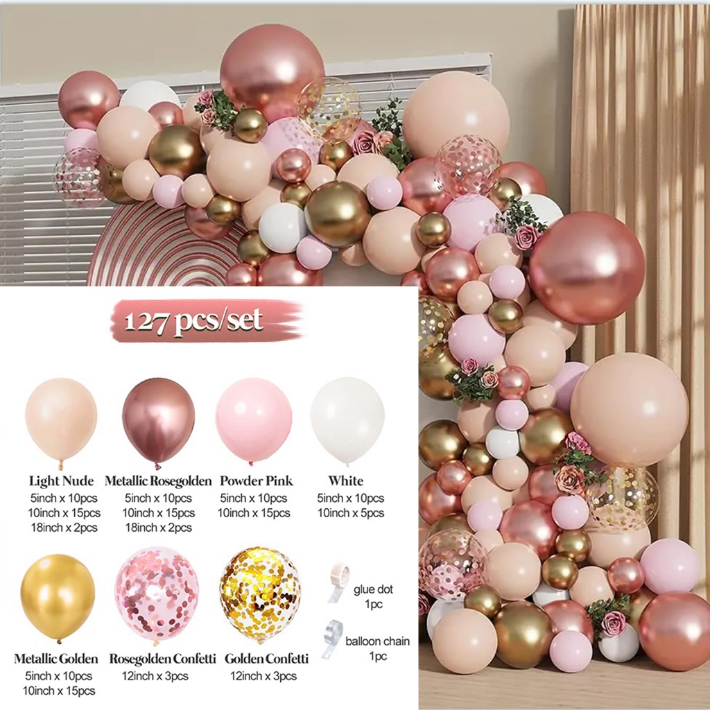 Jual Balon Set Arch Ungu Pink Metalik Balon Garland Balon Rantai Lem ...