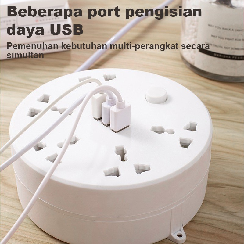 Jual Circle Port 5 Port 3 USB Stop Kontak Colokan Kabel Sambungan Kabel ...
