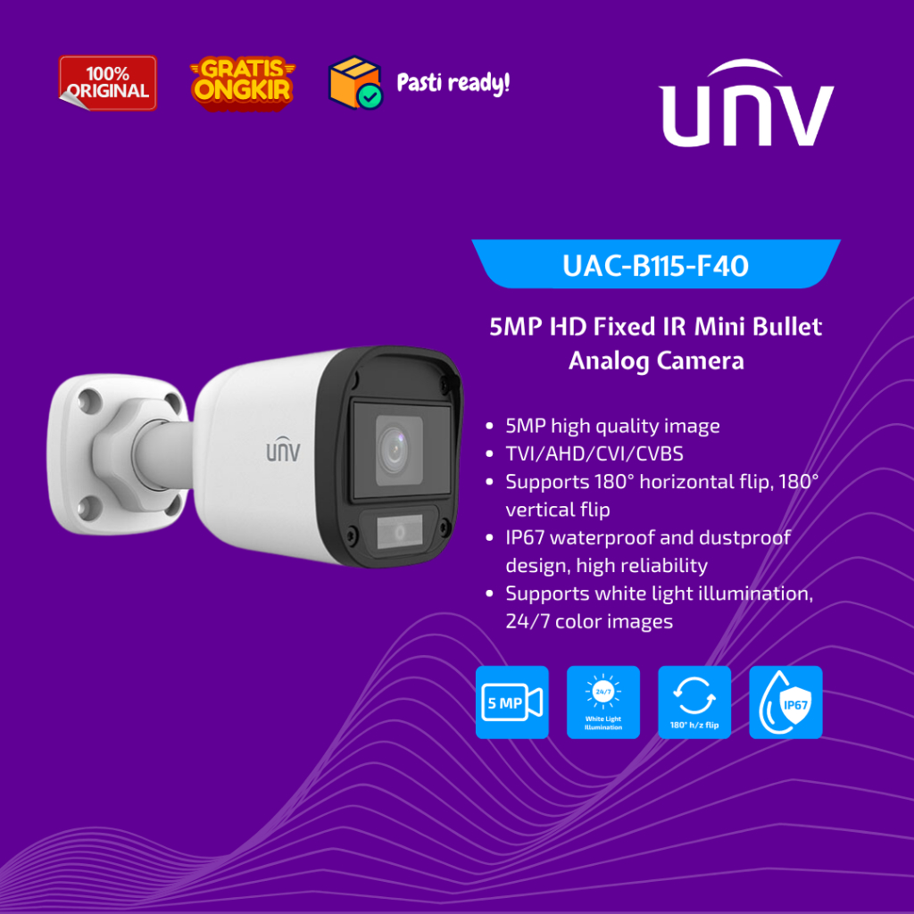 Jual UNV UAC-B115-F40 Uniview CCTV 5MP HD Fixed IR Mini Bullet Analog Camera | Shopee Indonesia