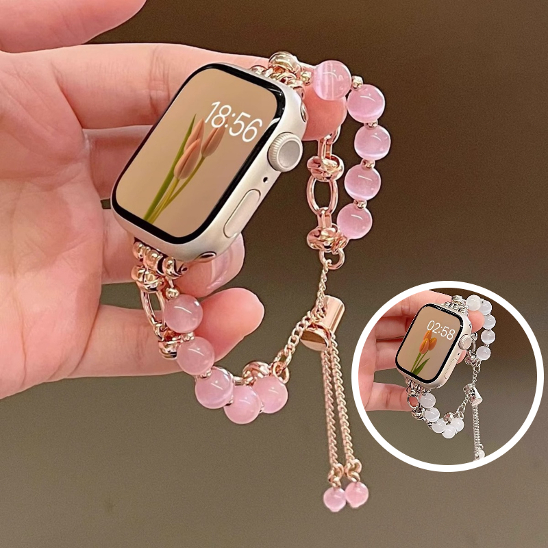 Jual LOOOOPY Crystal Beaded Strap for iWatch Metal Chain Watch Band S8 ...