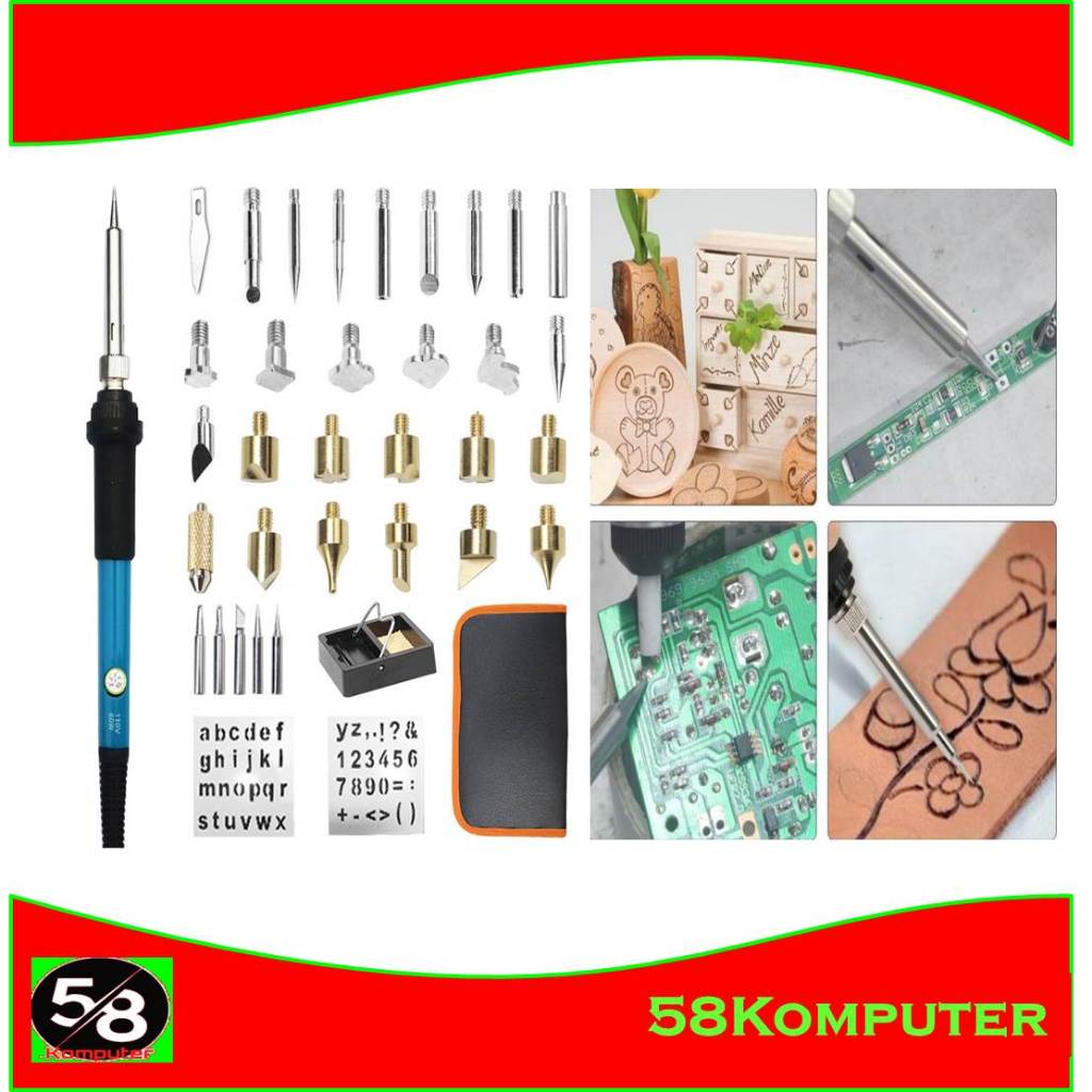 Jual Wood Burning Pen Pyrography 37 Set Solder Bakar Kayu Lukisan ...