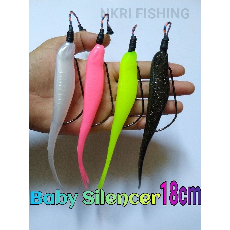 Jual softlure baby silencer 17.5cm replika ozmy hook 7/0 kevlar 300lbs ...