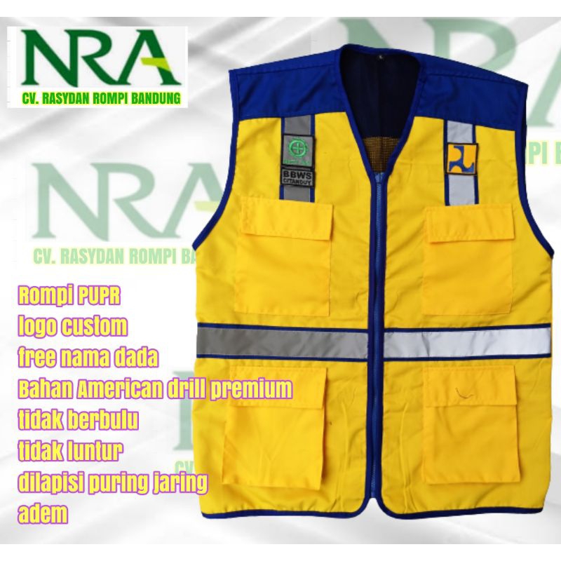 Jual Rompi Drill PUPR, BINAMARGA, SAFETY, ECERAN | Shopee Indonesia