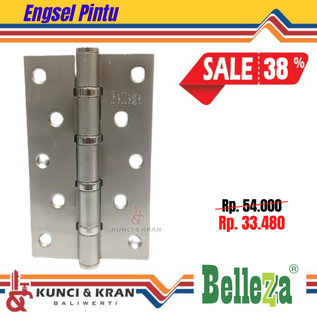 Jual Engsel Besi Bellezza 57 5X3X3 4BB PN Engsel pintu kayu engsel kupu ...