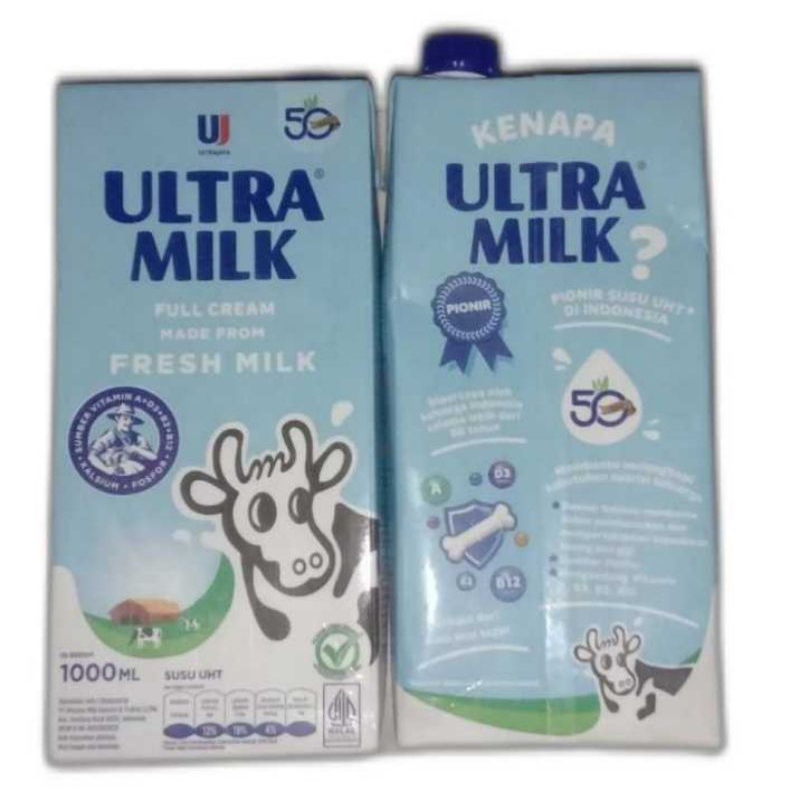Jual Ultra Milk Full Cream 1 Liter, Ultra Milk Cokelat 1 Liter | Shopee ...