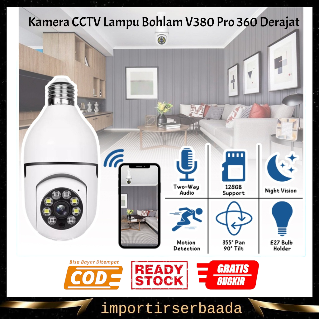 Jual IMP- Kamera CCTV Lampu Bohlam V380 Pro 360 Derajat Camera ...