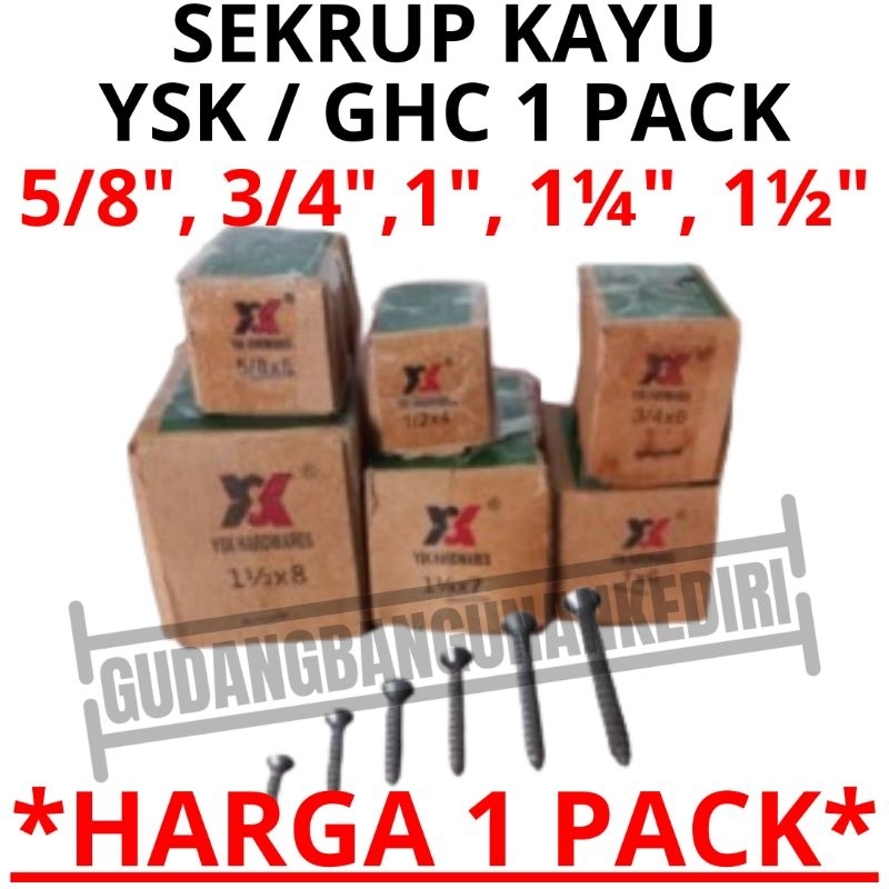 Jual [1 PACK] sekrup skrup kayu kepala plus (+) ukuran 5/8", 3/4", 1 ...